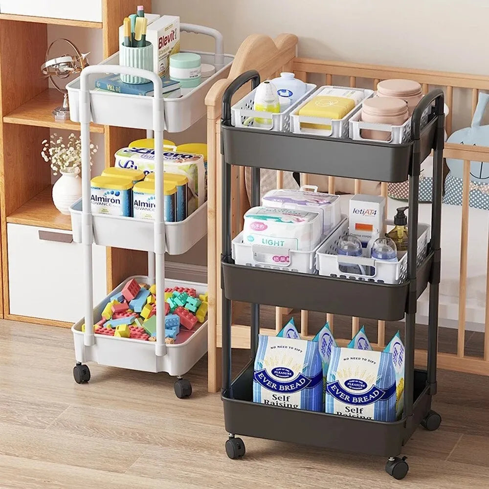 3 Level Mobile Desk Kitchen Storage Trolley Layer Shelf – The Kawaii Shoppu