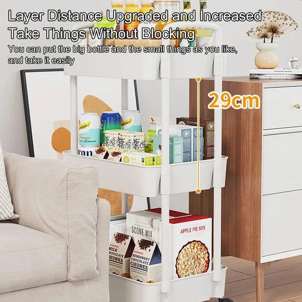 3 Level Mobile Desk Kitchen Storage Trolley Layer Shelf – The Kawaii Shoppu