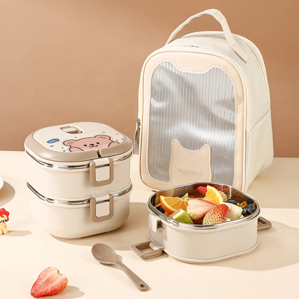 Bento Bear 304 Stainless Steel Insulated Lunch Box with Spoon – The ...