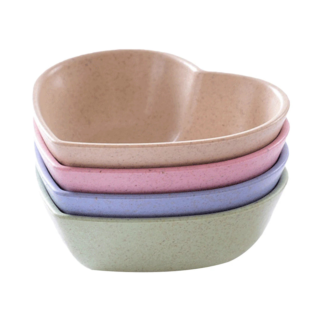 Cute Dipping Bowls Heart / Leaf Small Wheat fiber + PP Pink Bowls for ...