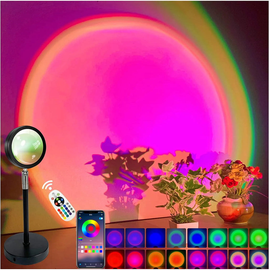 Smart Bluetooth Sunset Projector Lamp – 16-Color LED Rainbow Night Lig ...